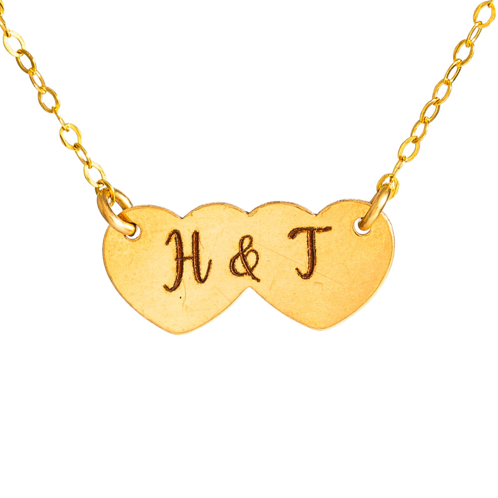 Personalized Double Heart Necklace | Couples Initial Heart Jewelry ...